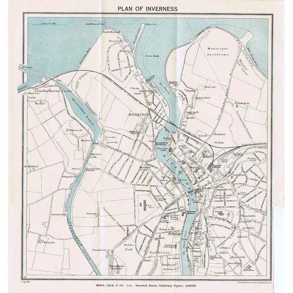 INVERNESS Street Plan / Map of the Town - Vintage Folding Map 1939 | eBay